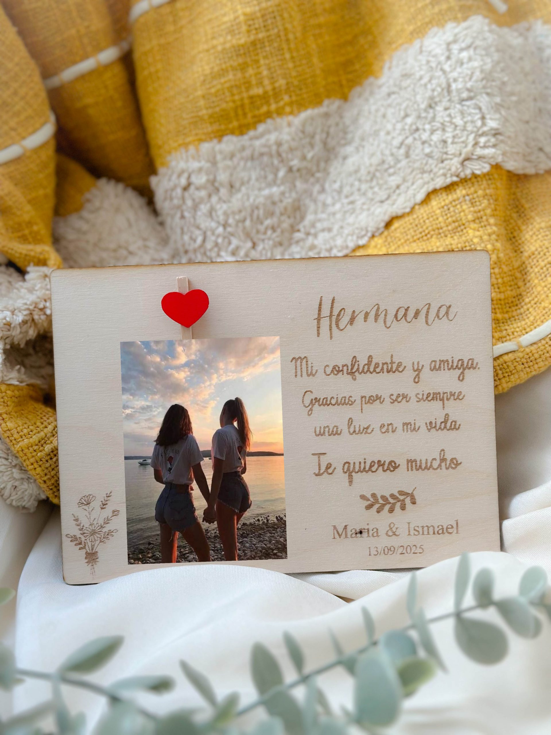 Marco de madera dedicatoria con foto | Pídeme Box